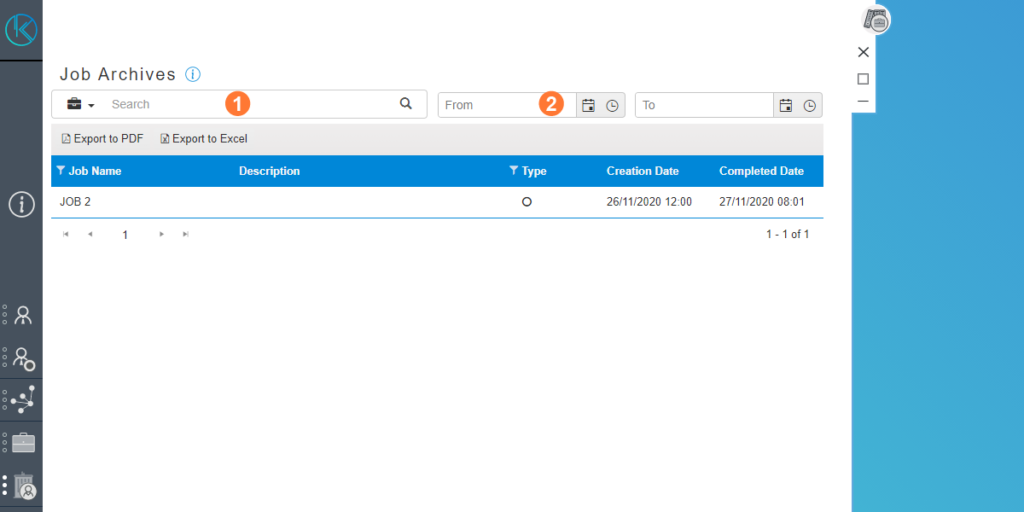 Archiving Jobs | Help Desk | Kradle Software
